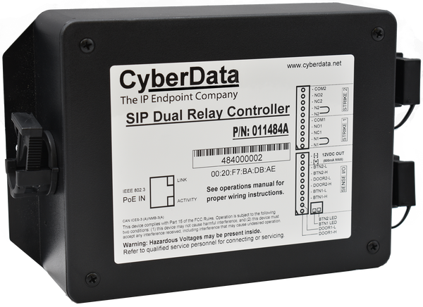 011484 SIP Dual Relay Controller – CyberData Corporation